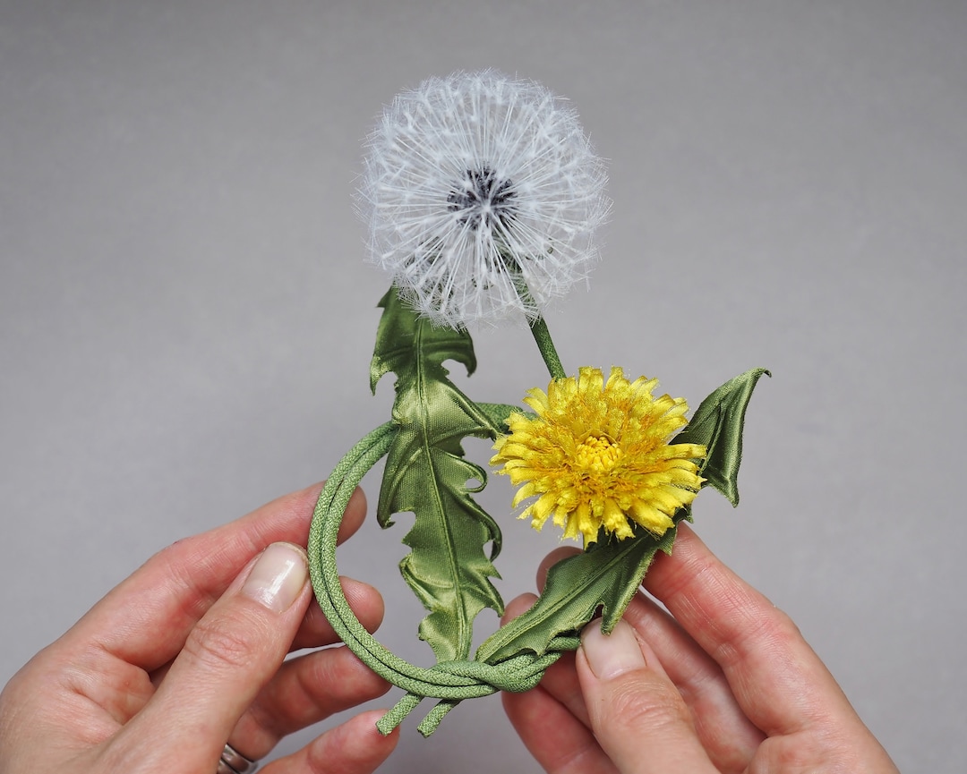 ORIGINAL SILK DANDELION Clock Brooch, Textile Dandelion Brooch ...