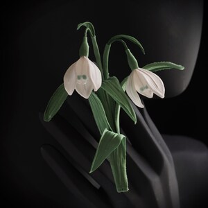 SILK SNOWDROP BROOCH for Spring Wedding, Botanical Floral Jewelry, Snowdrop Flowers, Spring ...