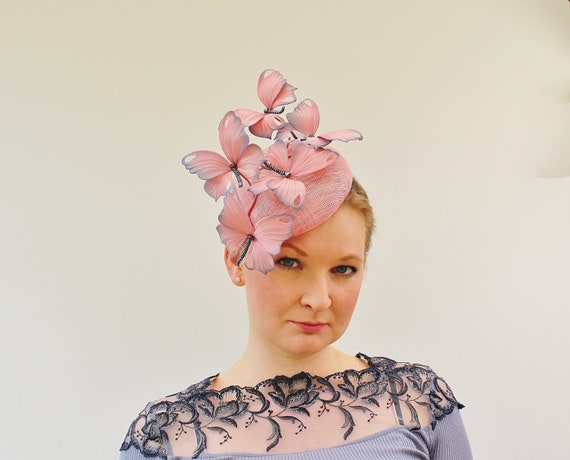 PINK BUTTERFLY HAT races hat Ascot hat garden party hat | Etsy