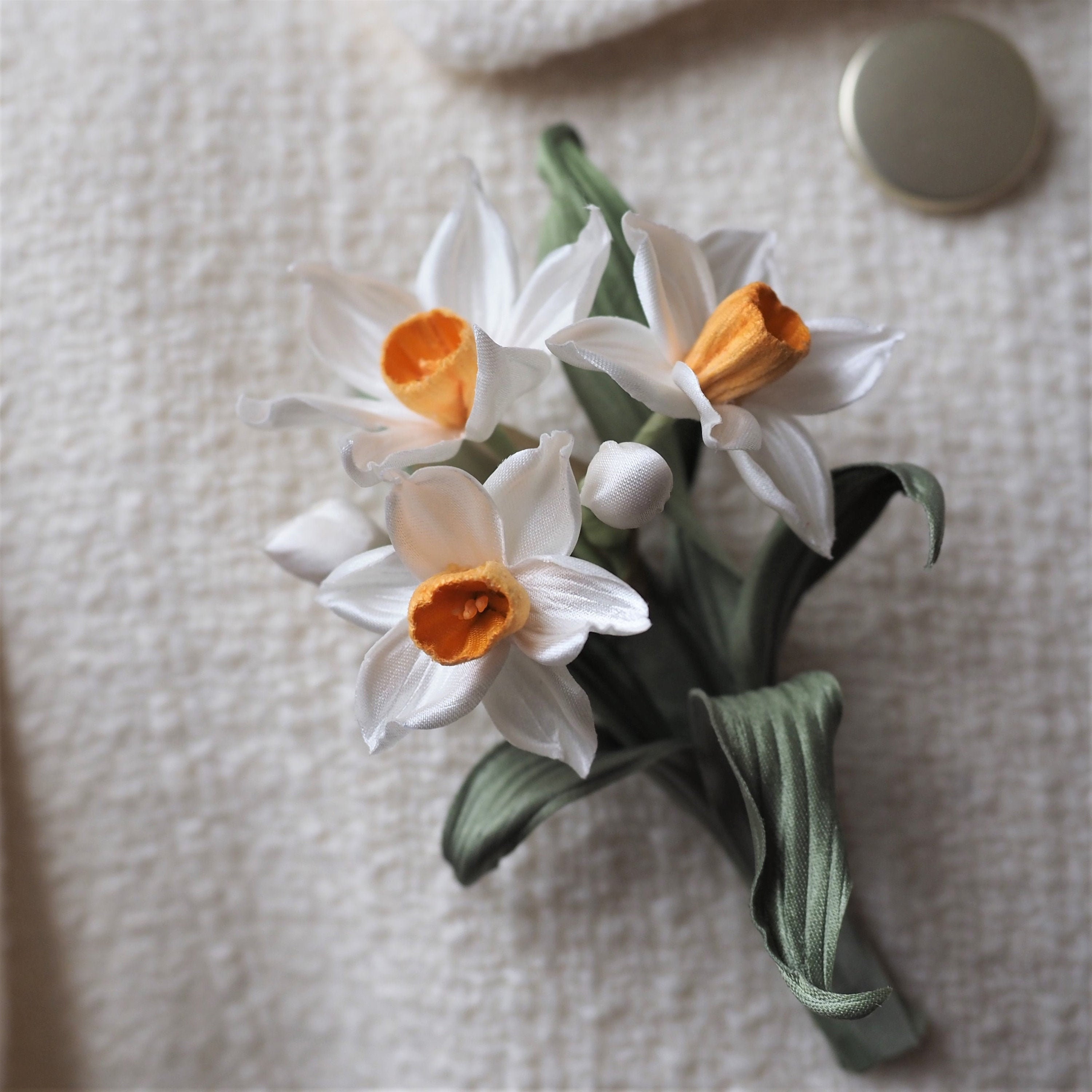 Ready to Ship Hand Dyed SILK DAFFODIL BROOCH Anniversary - Etsy UK