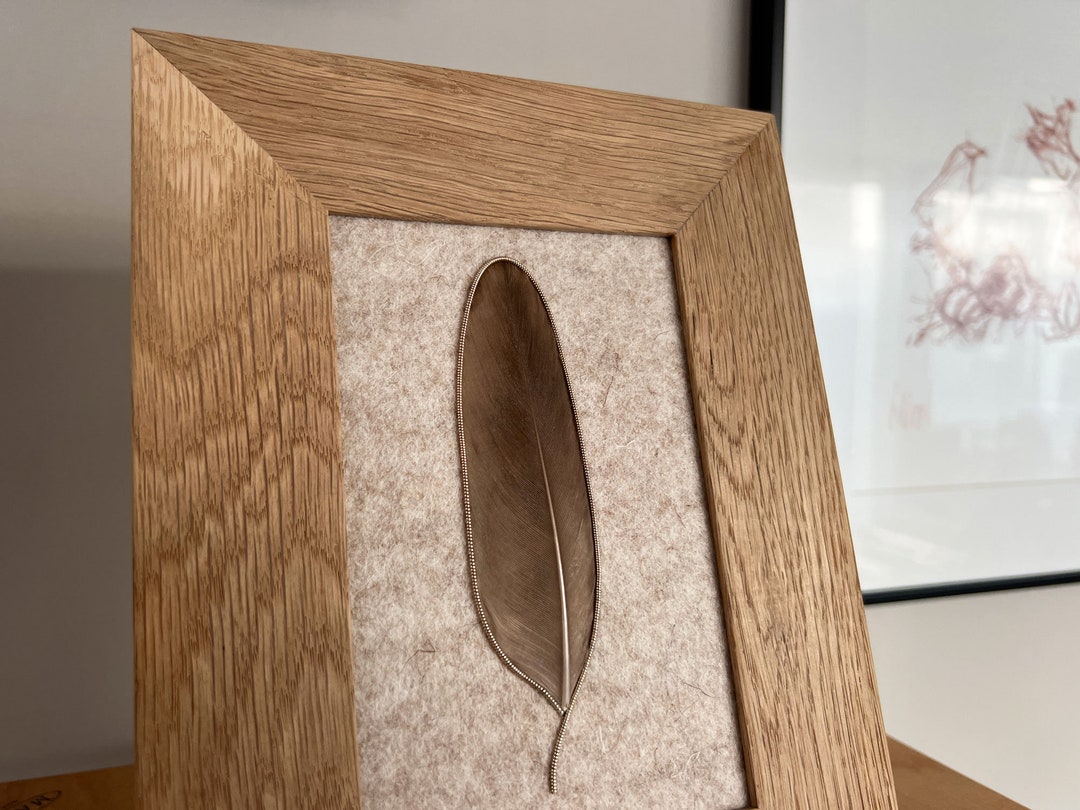 Goldwork & Feather Artwork, Chic and Natural, With a Wood Frame, Goose ...