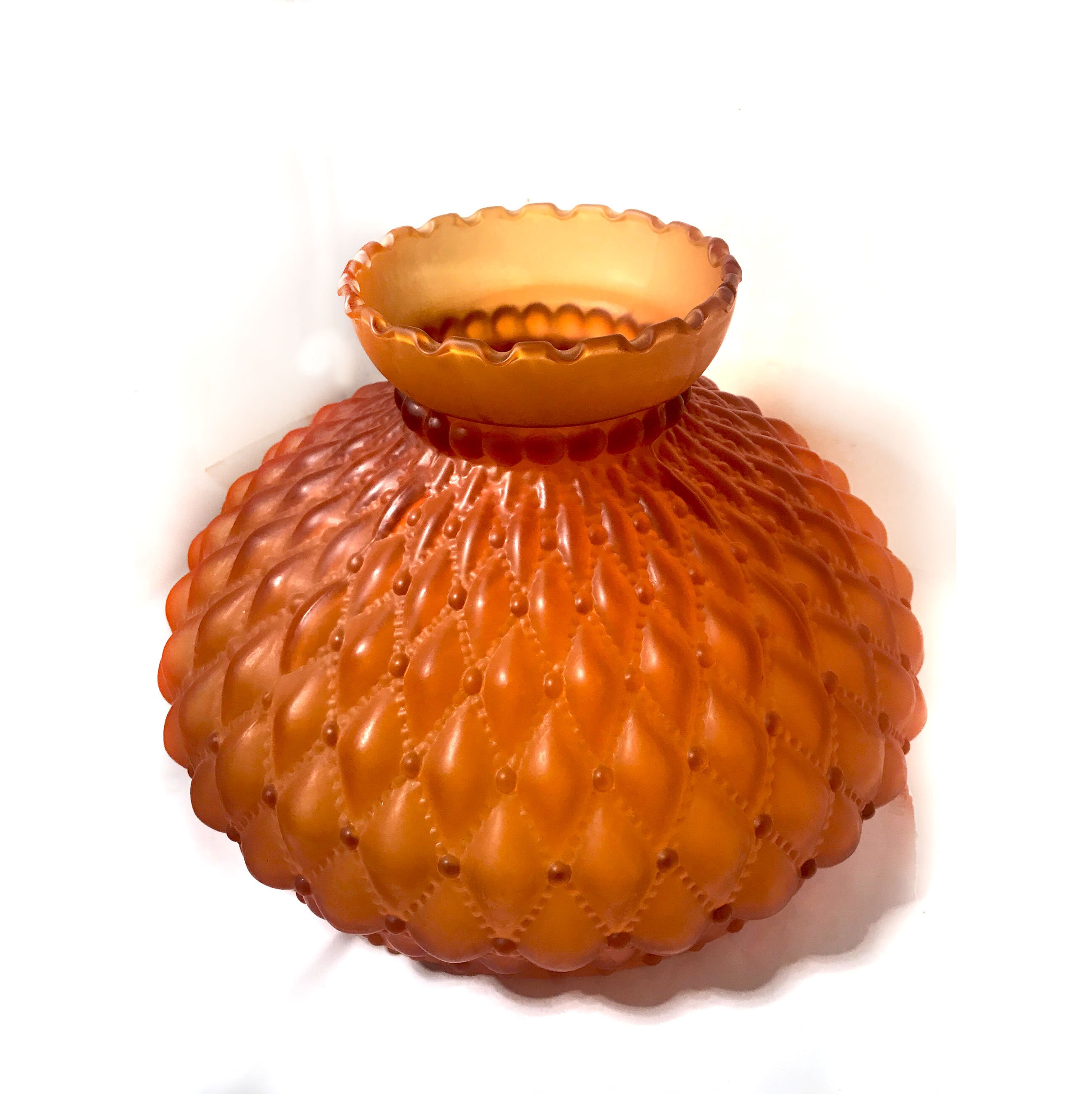 Vintage Fenton Glass Shade Aladdin Parlour Table Oil Lamp - Quilted ...