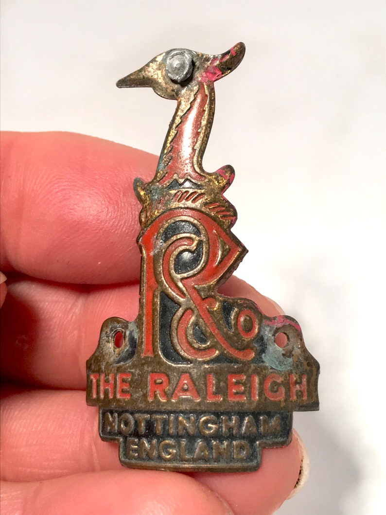 Vintage Raleigh Bicycle Head Badge Nottingham England - Original Brass ...