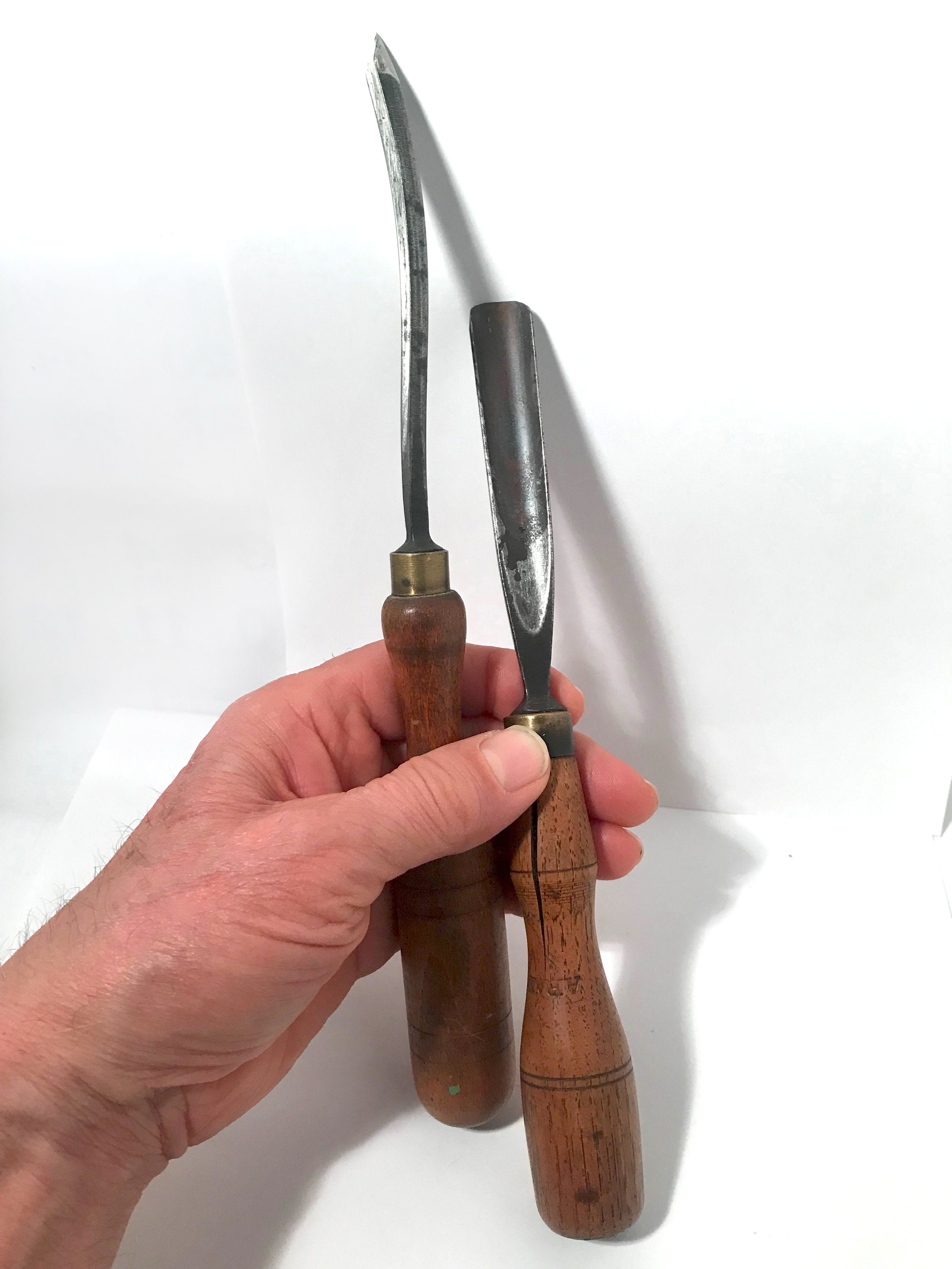 Antique s.j. Addis London Carving Gouges 2 Chisels Square and Compass ...