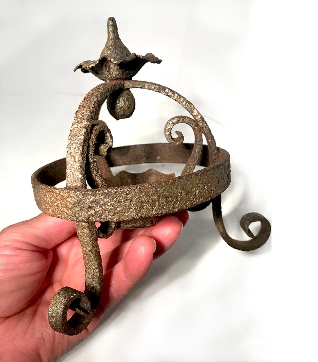 Vintage Forged Fence Gate Finial Scrolled Wrought Iron Topper ...
