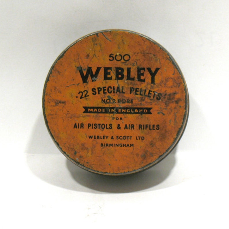 Vintage Webley Pellets Tin-500 Special Air Pellets -round Orange Tin ...
