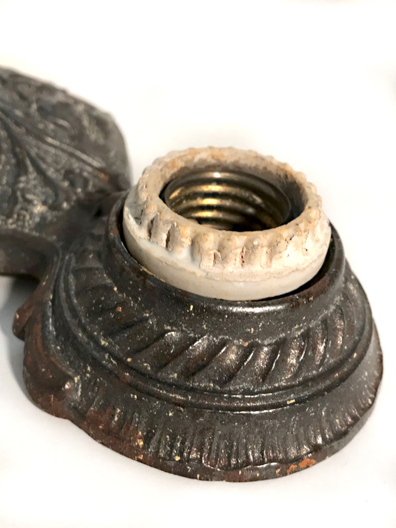 Antique Cast Iron Ceiling Light Fixture Art Nouveau Motif - Etsy