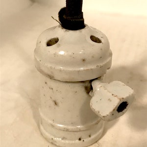 Antique Hubbell Porcelain Socket Paddle Turn Key Light Bulb Switch ...