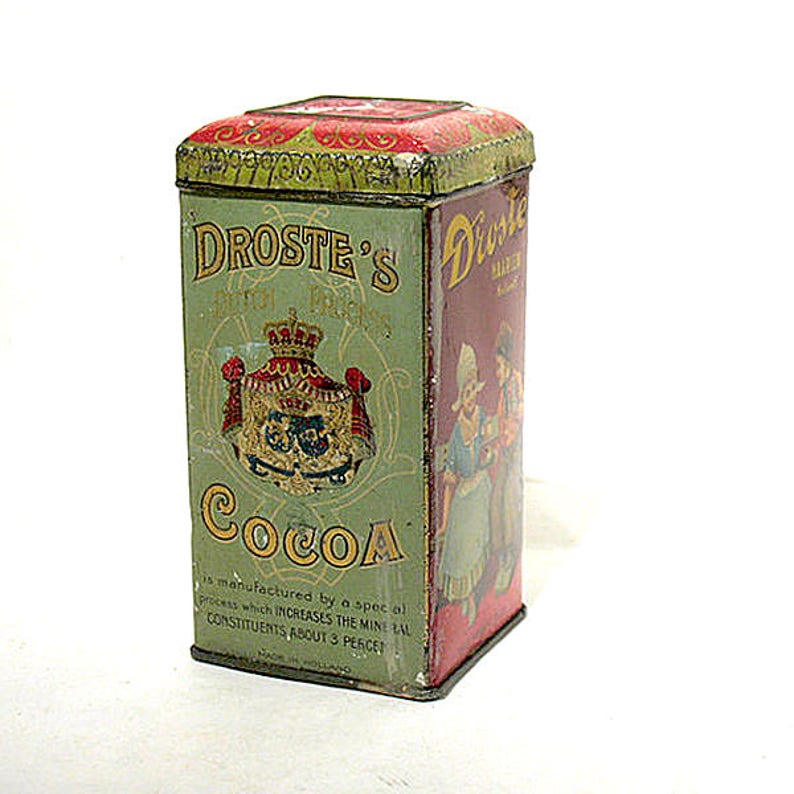 Vintage Cocoa Tin Advertising Droste's - Dutch Haarlem Holland - Droste ...