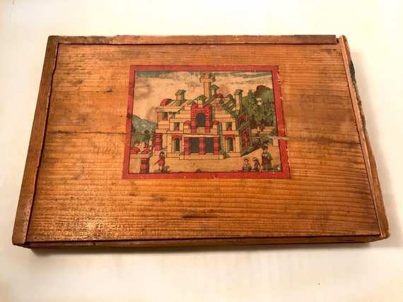 Antique Victorian Wooden Toy Blocks Jeux Et Jouets Francais (JJF/JFJ)