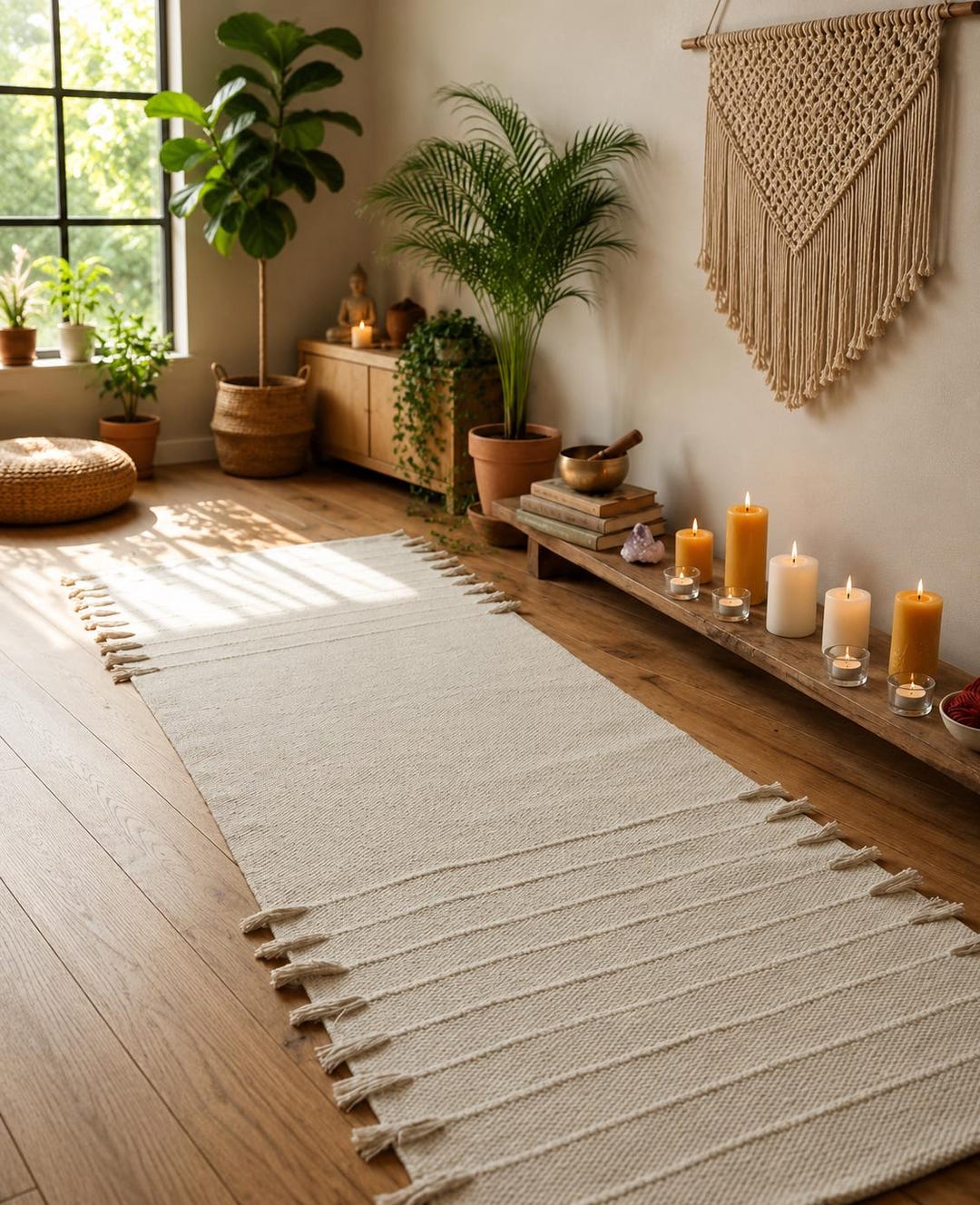 Organic Herbal Cotton Yoga Mat – Ecofriendly, Handwoven, Anti-slip ...