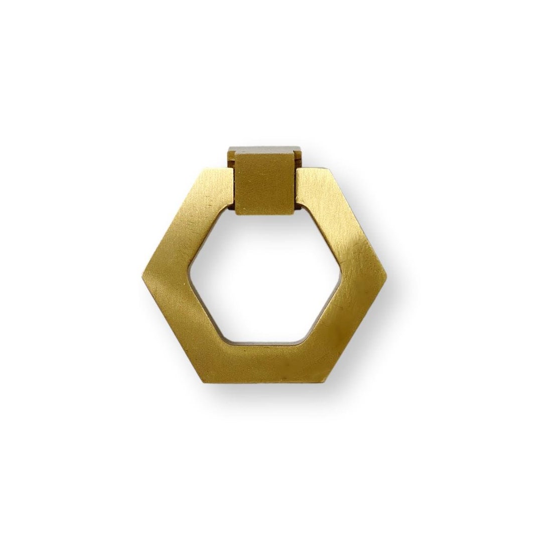 Satin Brass "zimi" Hexagon Ring Pull Cabinet Knob, Furniture and ...