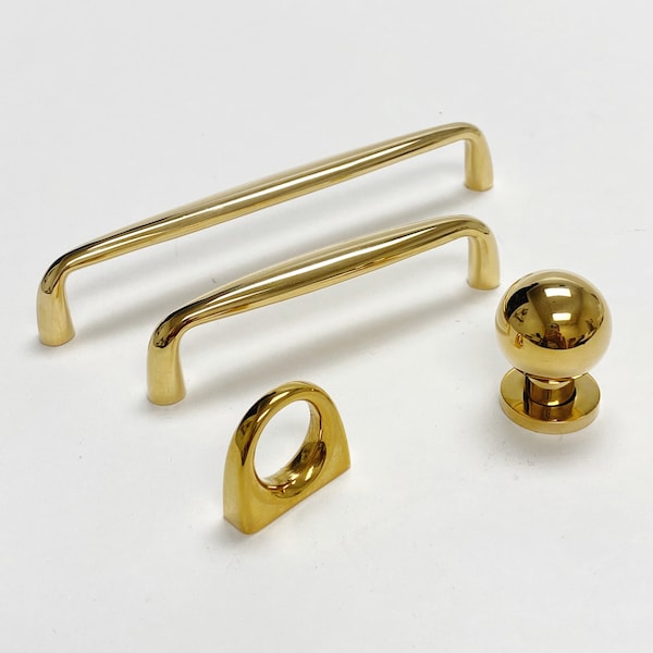 Unlacquered Brass Cabinet Pull Hardware - Etsy