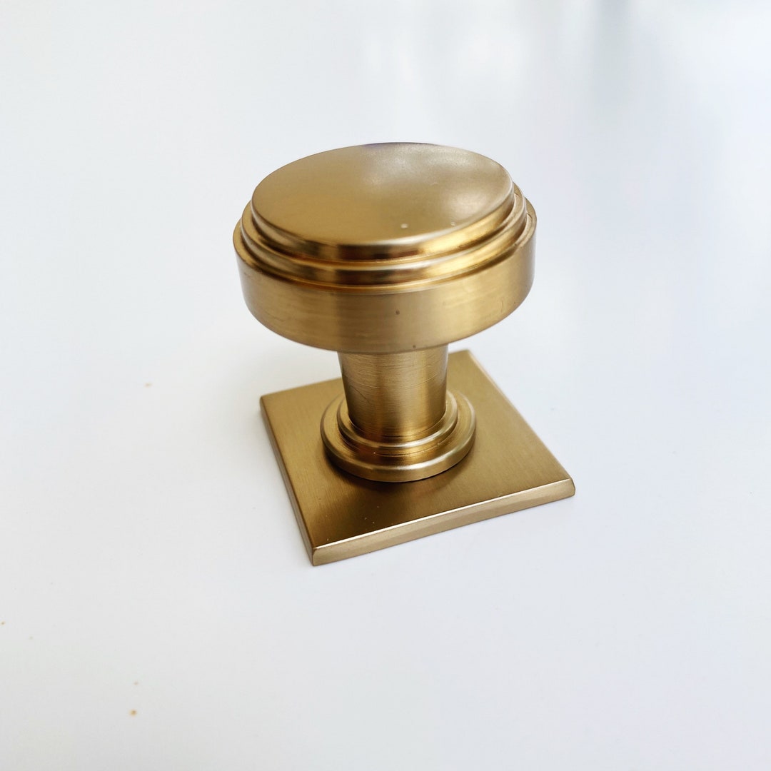 Champagne Bronze Round Art Deco Cabinet Knob W/ Backplate, Champagne Bronze Drawer Pull. Drawer ...