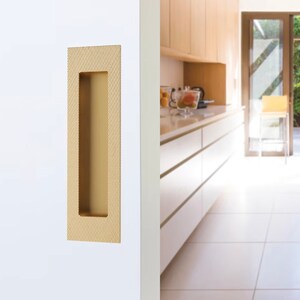 Rectangular Flush Knurled Satin Brass Recess Door Pull - Recessed ...