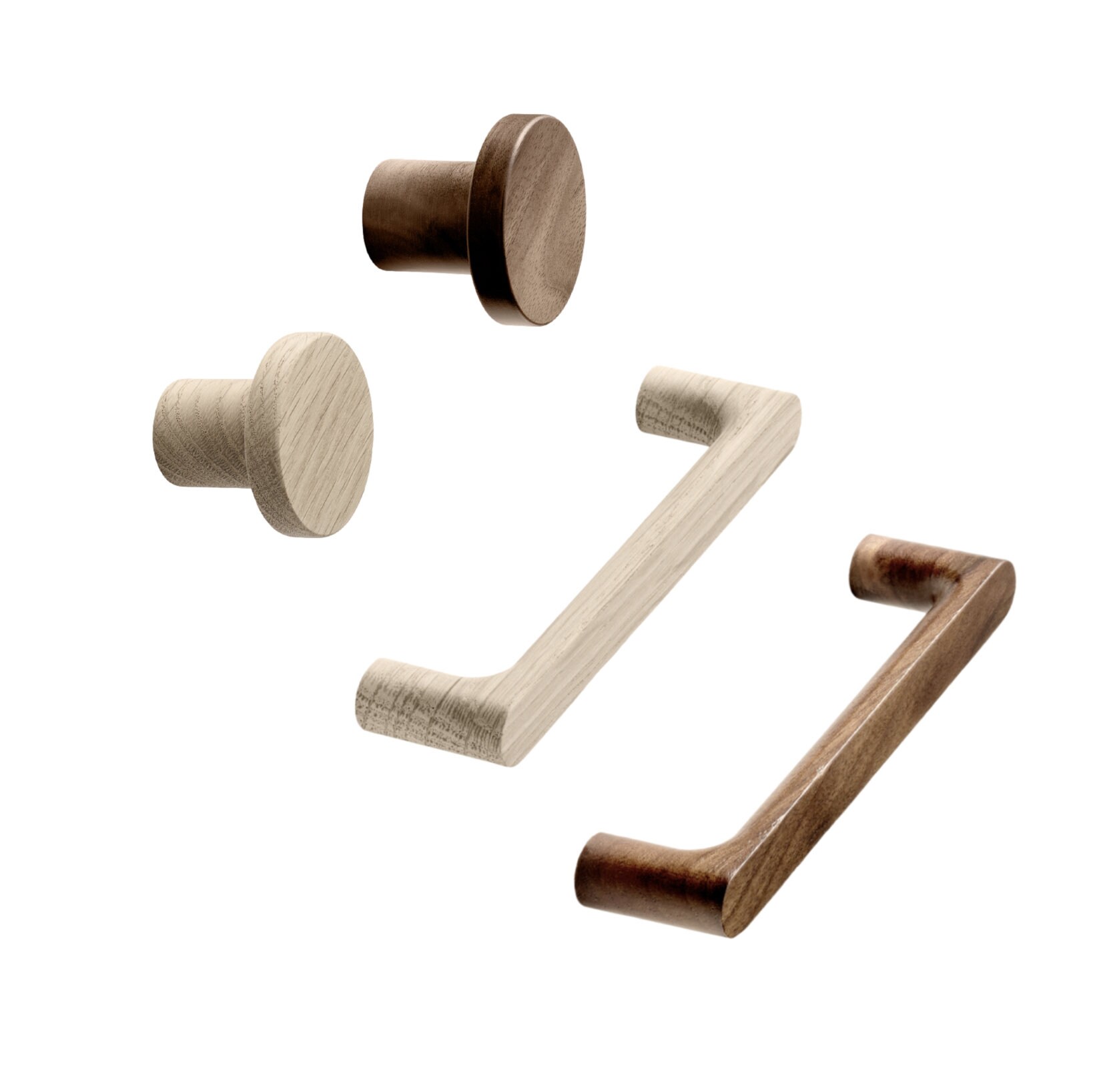 Untreated Oak or Walnut Wood "pinta" Cabinet Knob and Drawer Pulls ...