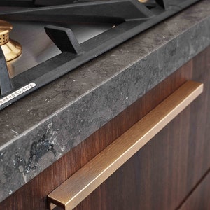 Brushed Bronze "station" Drawer Pull Tab Pull-lipped Cabinet Hardware ...