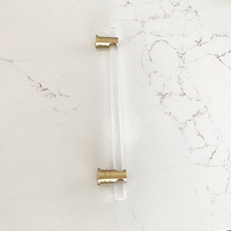 Solid Lucite luz and Satin Brass Appliance Handle | Etsy