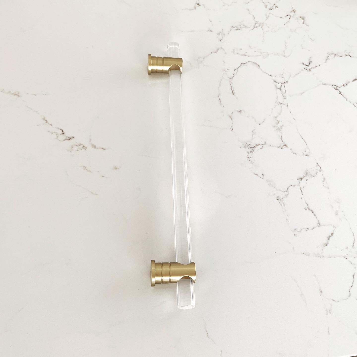 Solid Lucite luz and Satin Brass Appliance Handle | Etsy