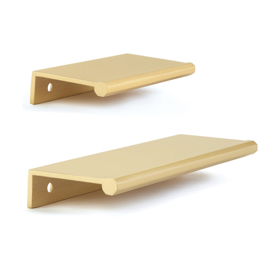 Satin Brass "porter" Edge Drawer Pull | Tab Pull-lipped Cabinet ...