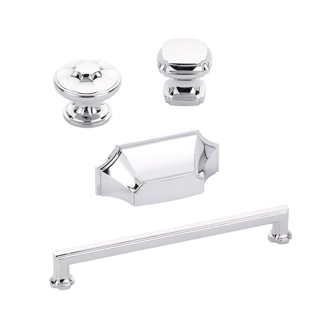Polished Chrome "regal" Drawer Pulls and Knobs, Transitional Cabinet ...