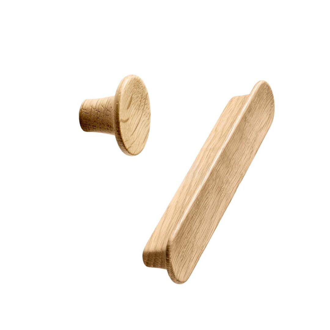 Lacquered Oak Wood "tuba" Cabinet Knob and Drawer Pulls - Cabinet and ...