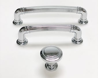 Traditional Chrome Light Pull, Cabinet Hardware Chrome, Polished Chrome Handle, Chrome Kitchen ...
