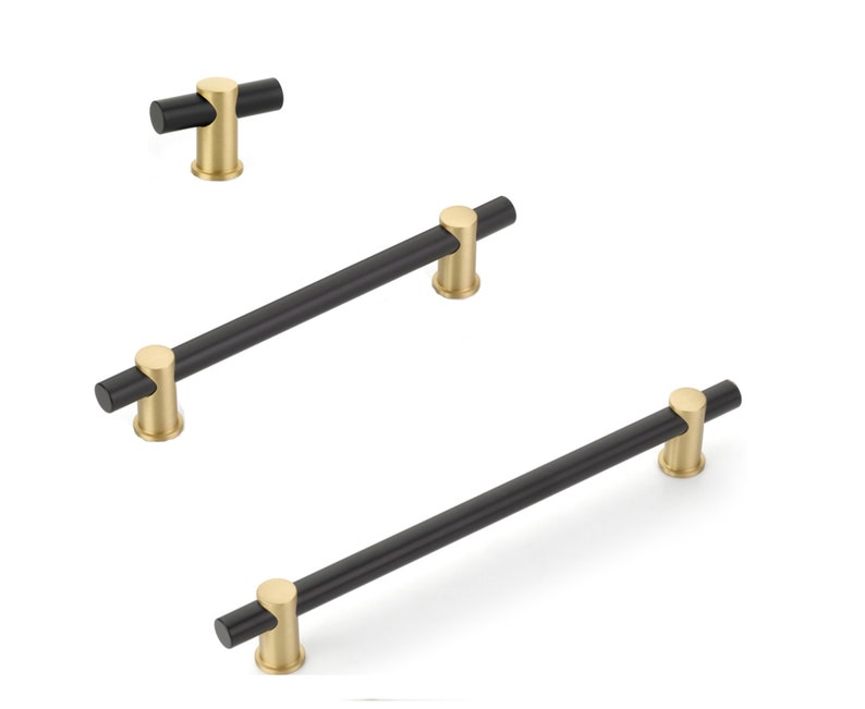 Matte Black and Satin Brass Round T-bar fancy | Etsy