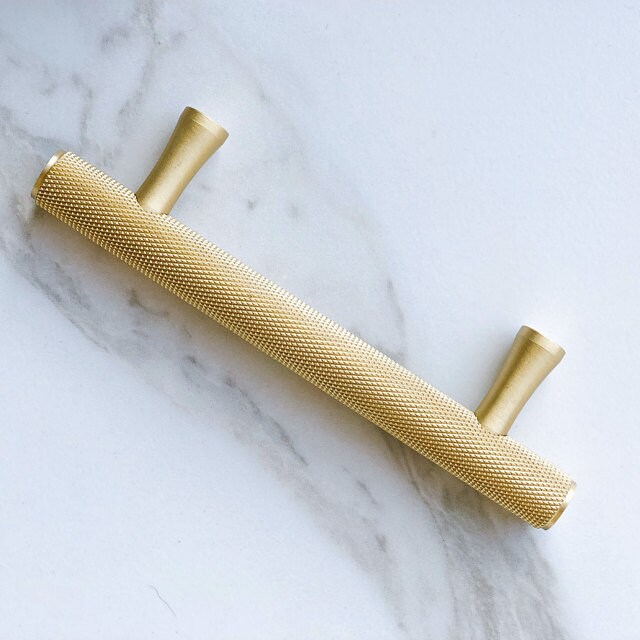 Solid Satin Brass texture Knurled Drawer Pulls and - Etsy Canada