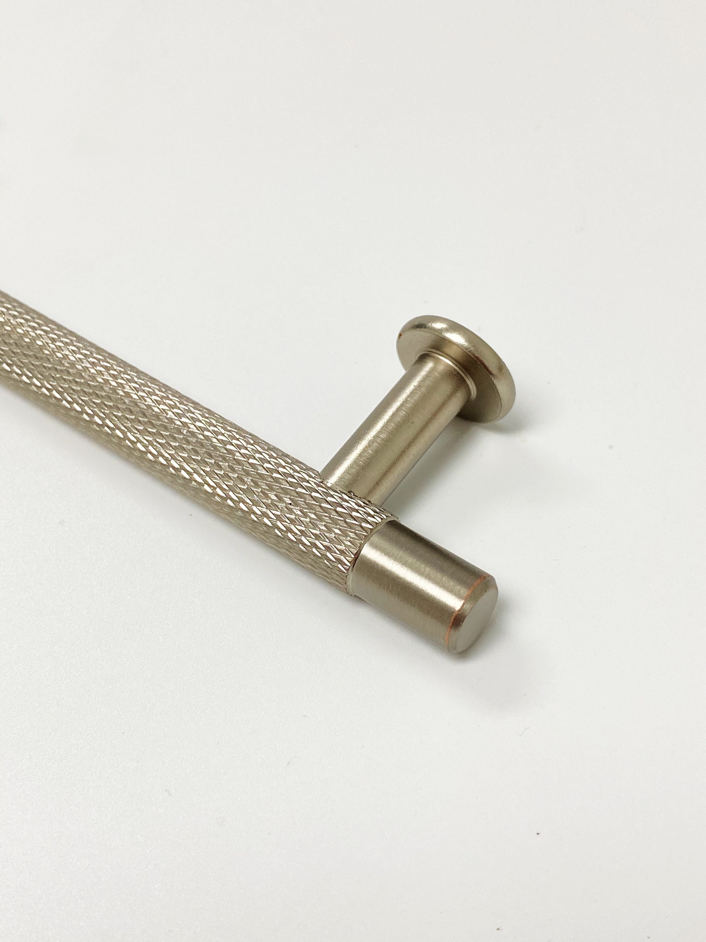 Brushed Nickel knurled Drawer Pulls and Knobs - Etsy