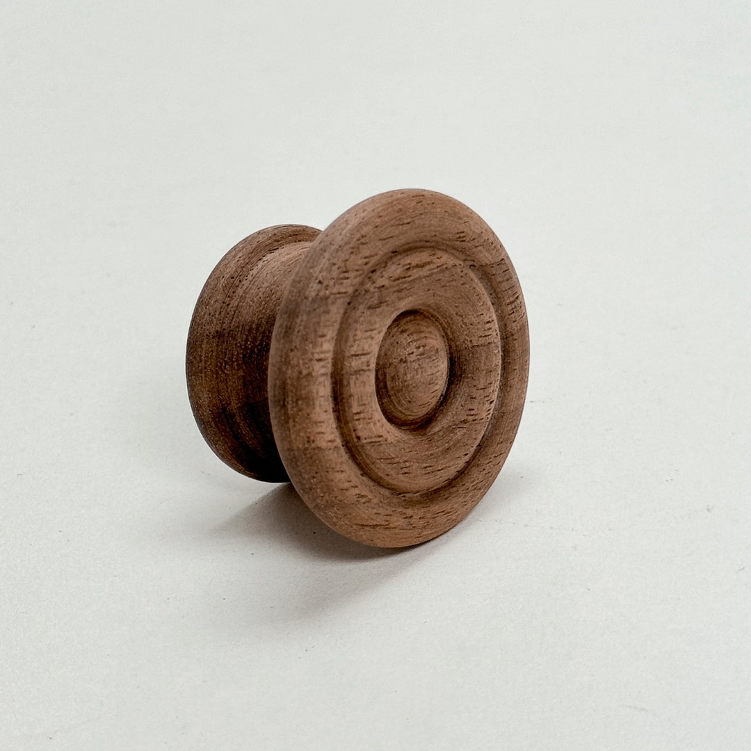 Round Walnut Cabinet Knob "palmer" Wood Knob Kitchen Closet Furniture ...