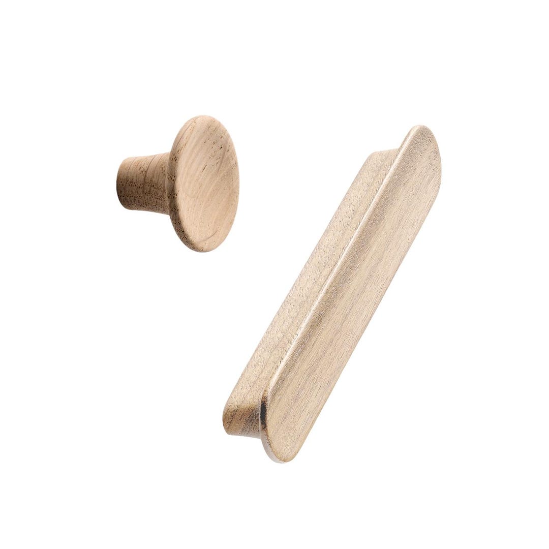 Unlacquered Oak Wood "tuba" Cabinet Knob and Drawer Pulls - Cabinet and ...
