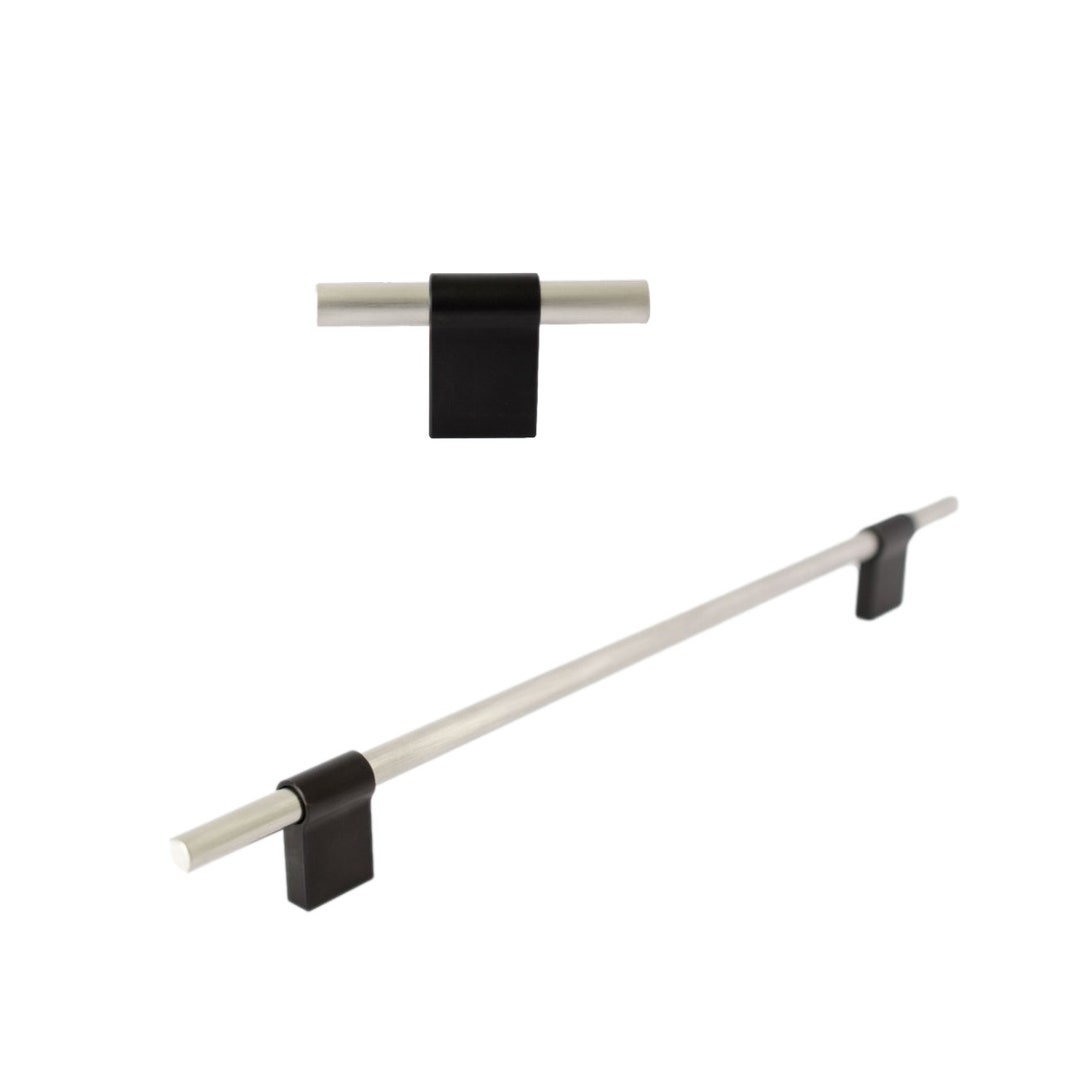 Brushed Nickel and Black "line" Cabinet Knobs and Drawer Pulls, Luxury ...