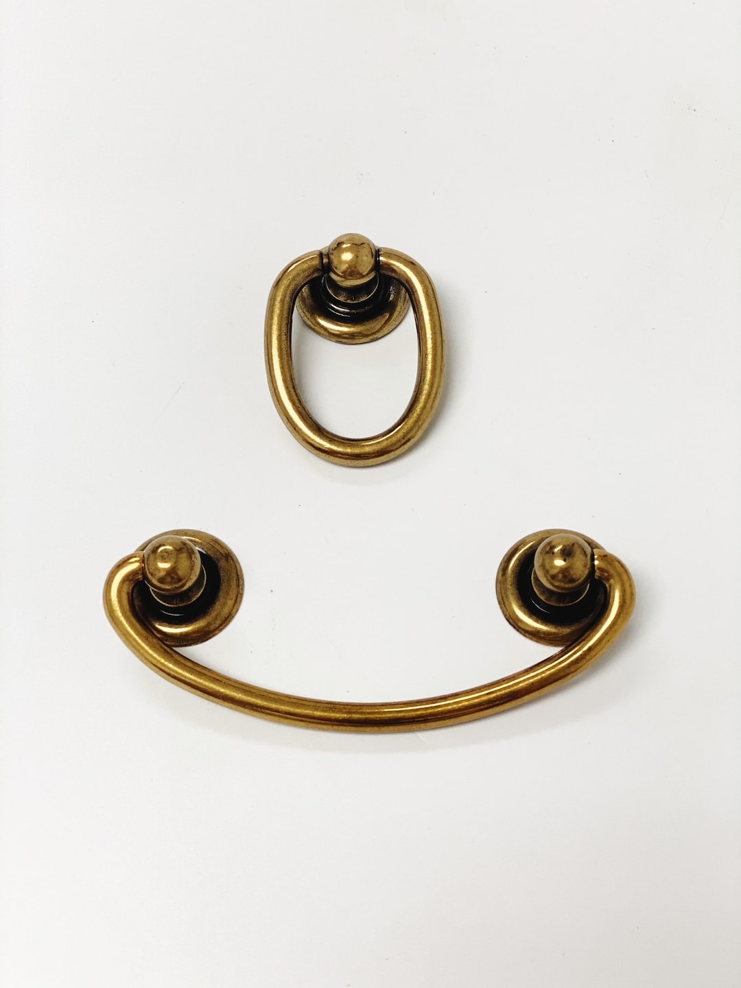Brass Ring Pulls "oval" Hardware Cabinet Pull Drawer Pull - Etsy