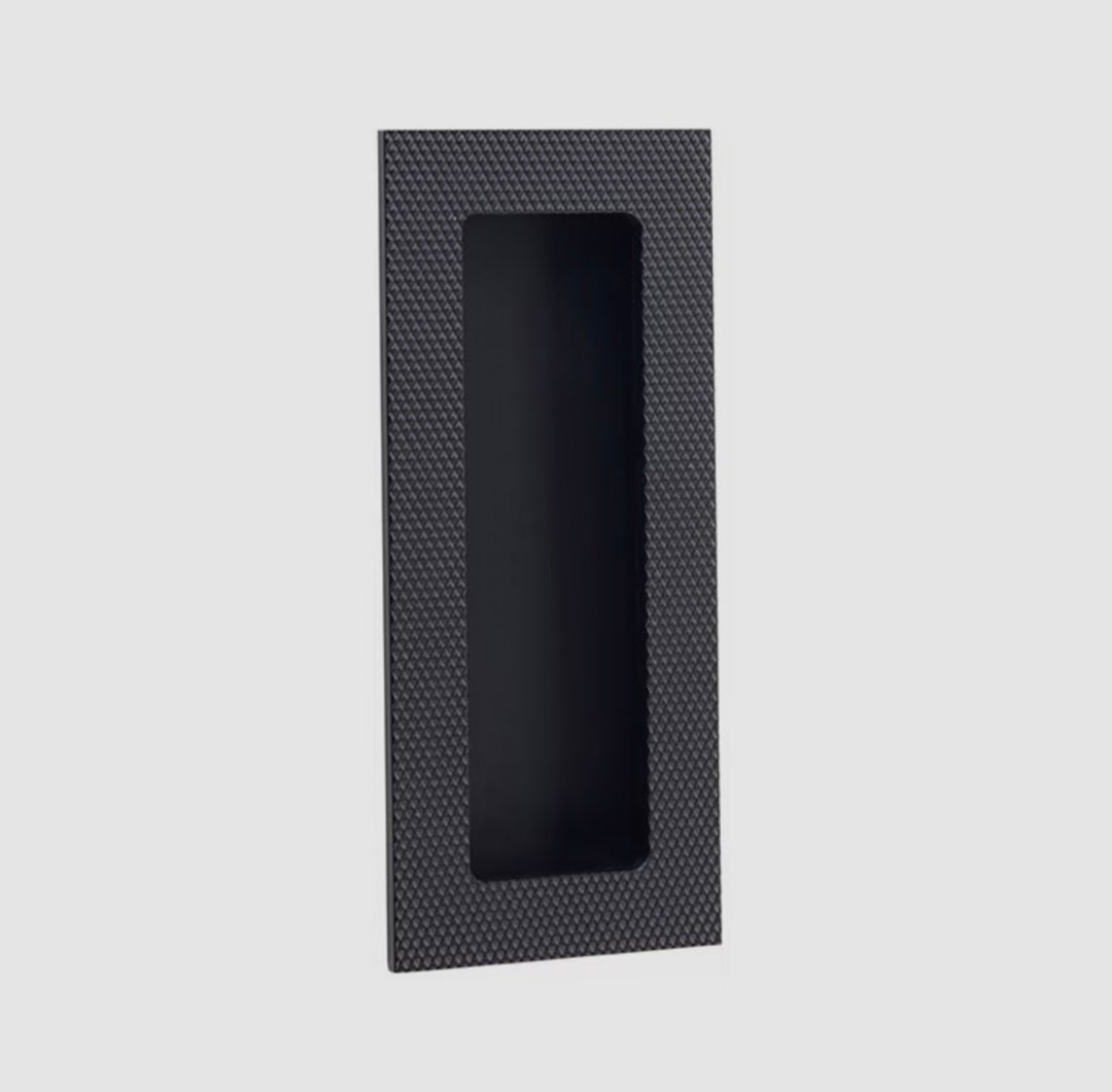 Rectangular Flush Knurled Matte Black Recess Door Pull - Recessed ...