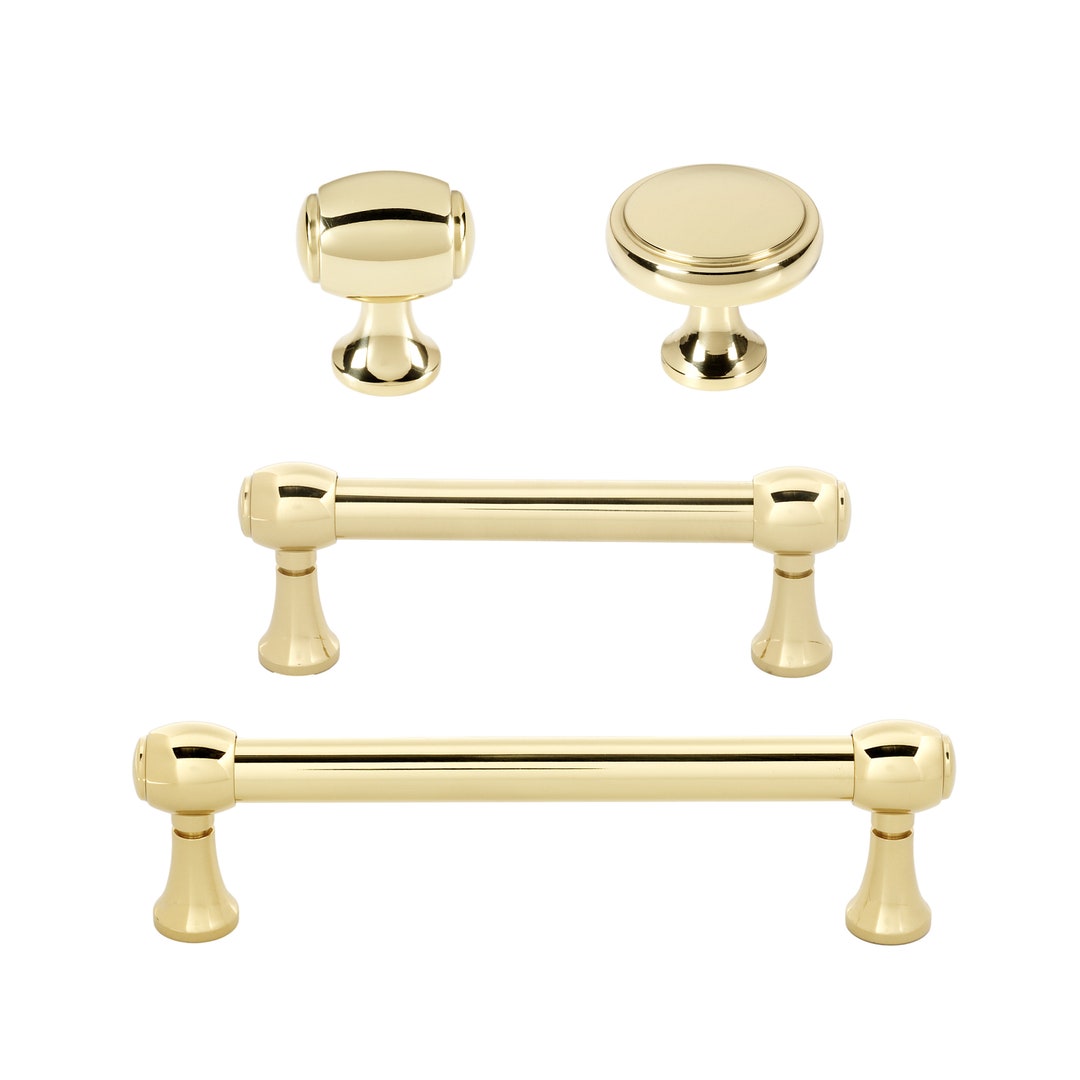 Unlacquered Brass Cabinet Knobs and Drawer Pulls Cabinet Hardware - Etsy