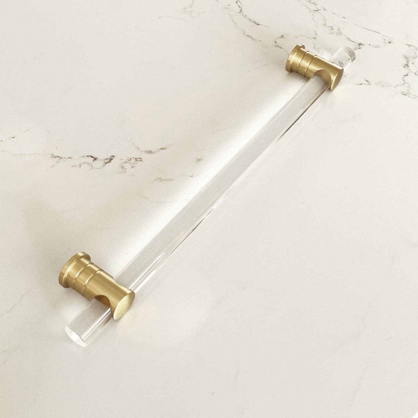 Solid Lucite luz and Satin Brass Appliance Handle | Etsy