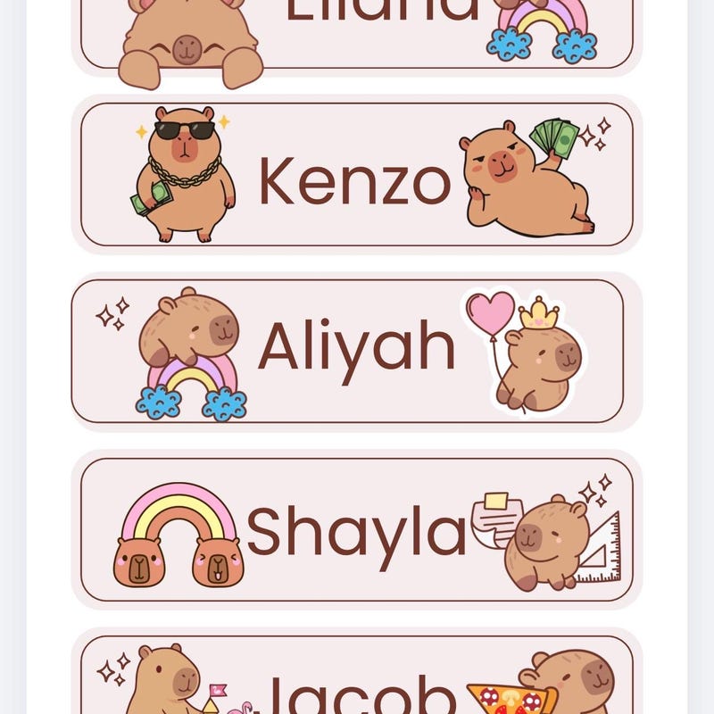 Capybara School Name Tags - Etsy