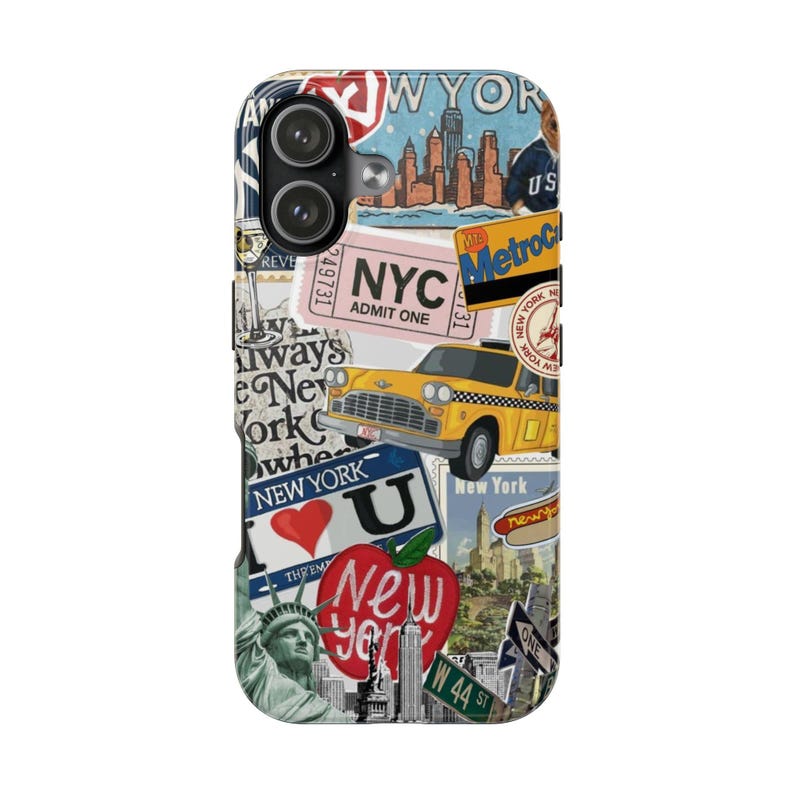 New York City Collage Tough Phone Case, iPhone 12-17 Magsafe Compatible ...