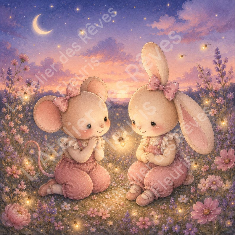 Fairy Tale Baby Poster With Fireflies – Rosélie and Mélie – Pastel ...