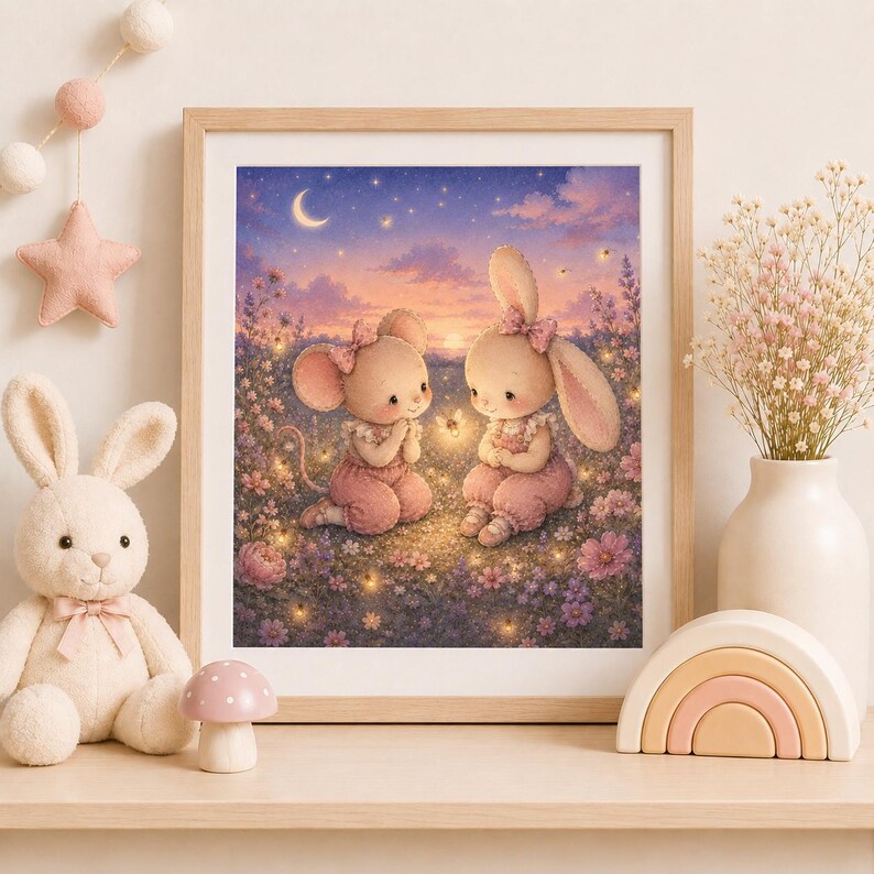 Fairy Tale Baby Poster With Fireflies – Rosélie and Mélie – Pastel ...