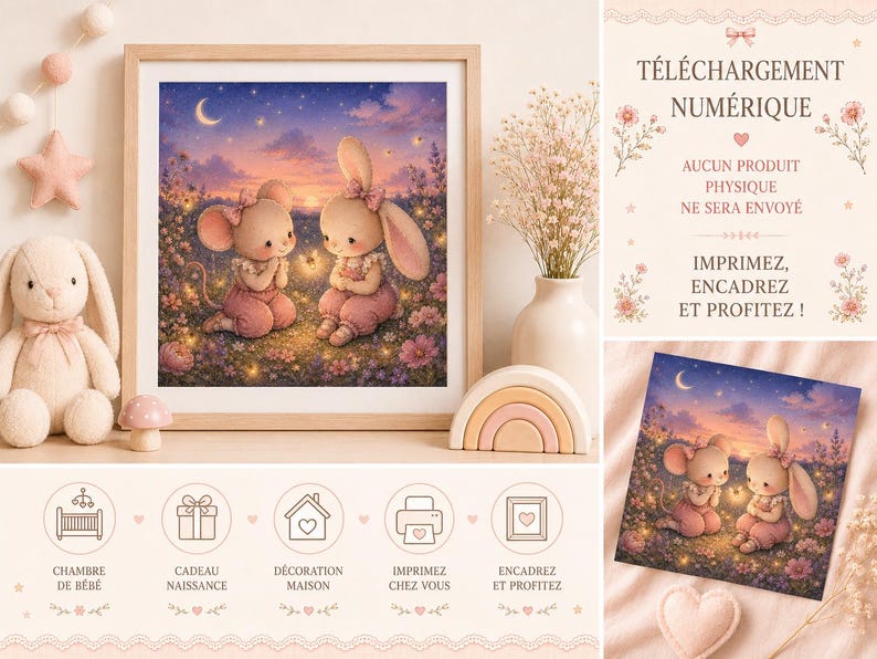 Fairy Tale Baby Poster With Fireflies – Rosélie and Mélie – Pastel ...
