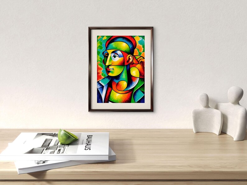 Male Portrait Vintage Original Colorful Painting, Retro Guy, Digital ...