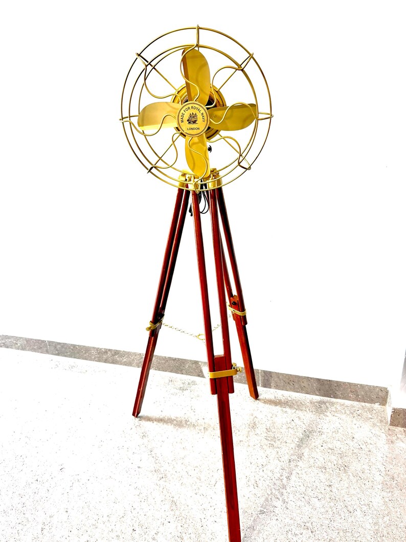 Nautical Royal Navy Fan With Wooden Tripod – Brass and Aluminum ...