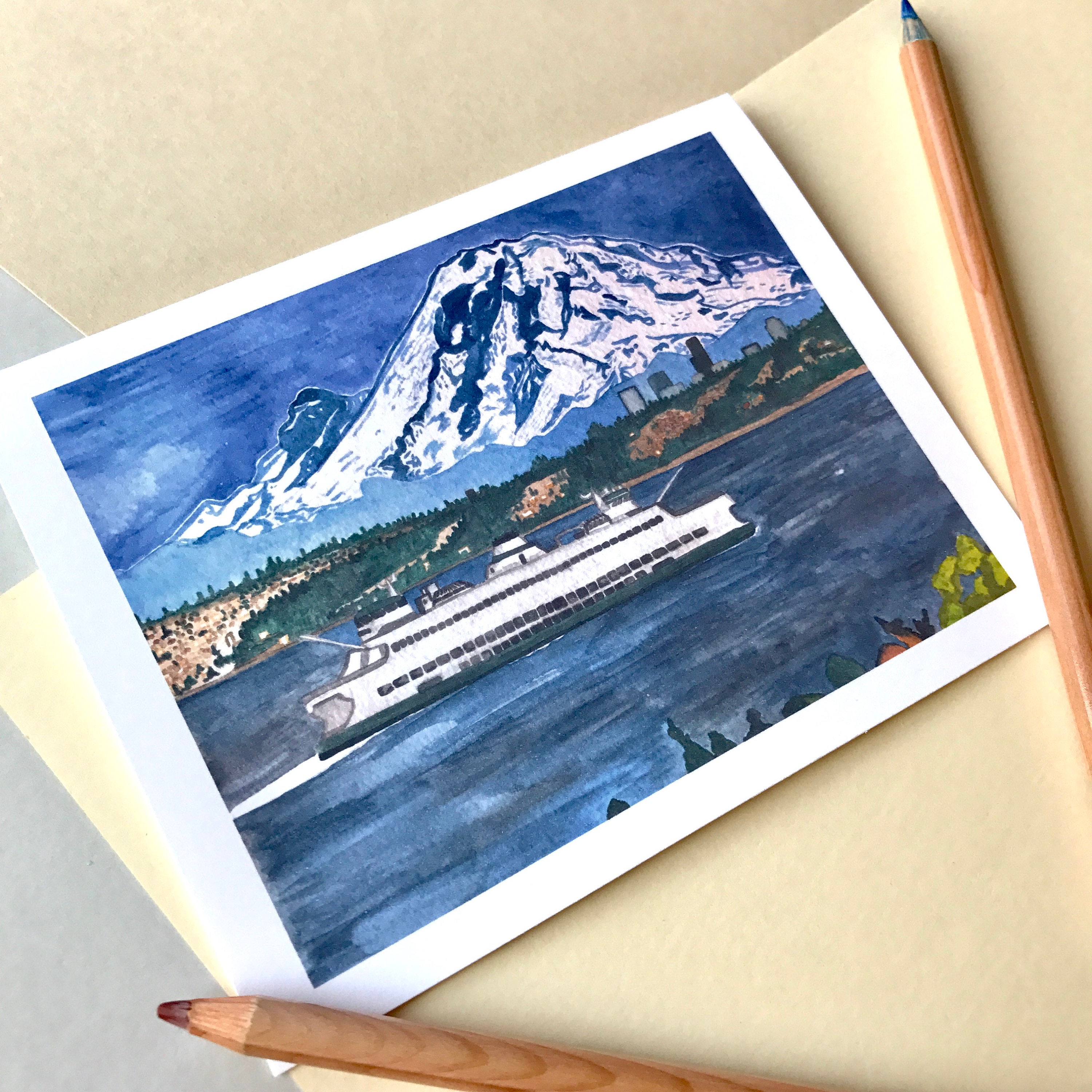 Seattle Ferry Cards| Mount Rainier Scenic Cards| Scenic Notecards ...