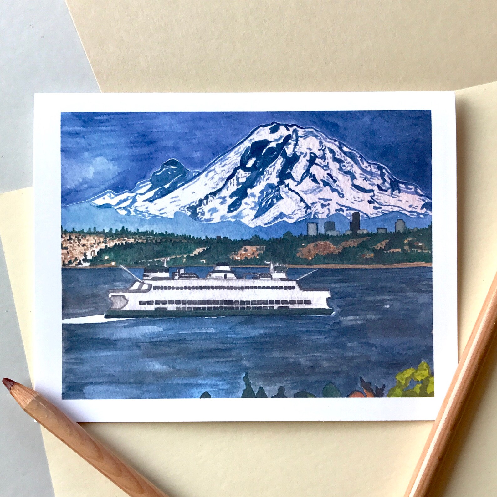 Seattle Ferry Cards| Mount Rainier Scenic Cards| Scenic Notecards ...