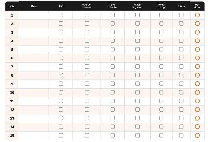 75 Day Challenge Tracker Printable, Habit Fitness Journal (PDF) - Etsy