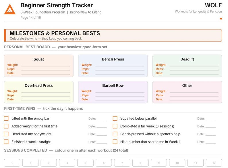 Beginner Strength Tracker | 8 Week Workout Log (PDF) - Etsy UK