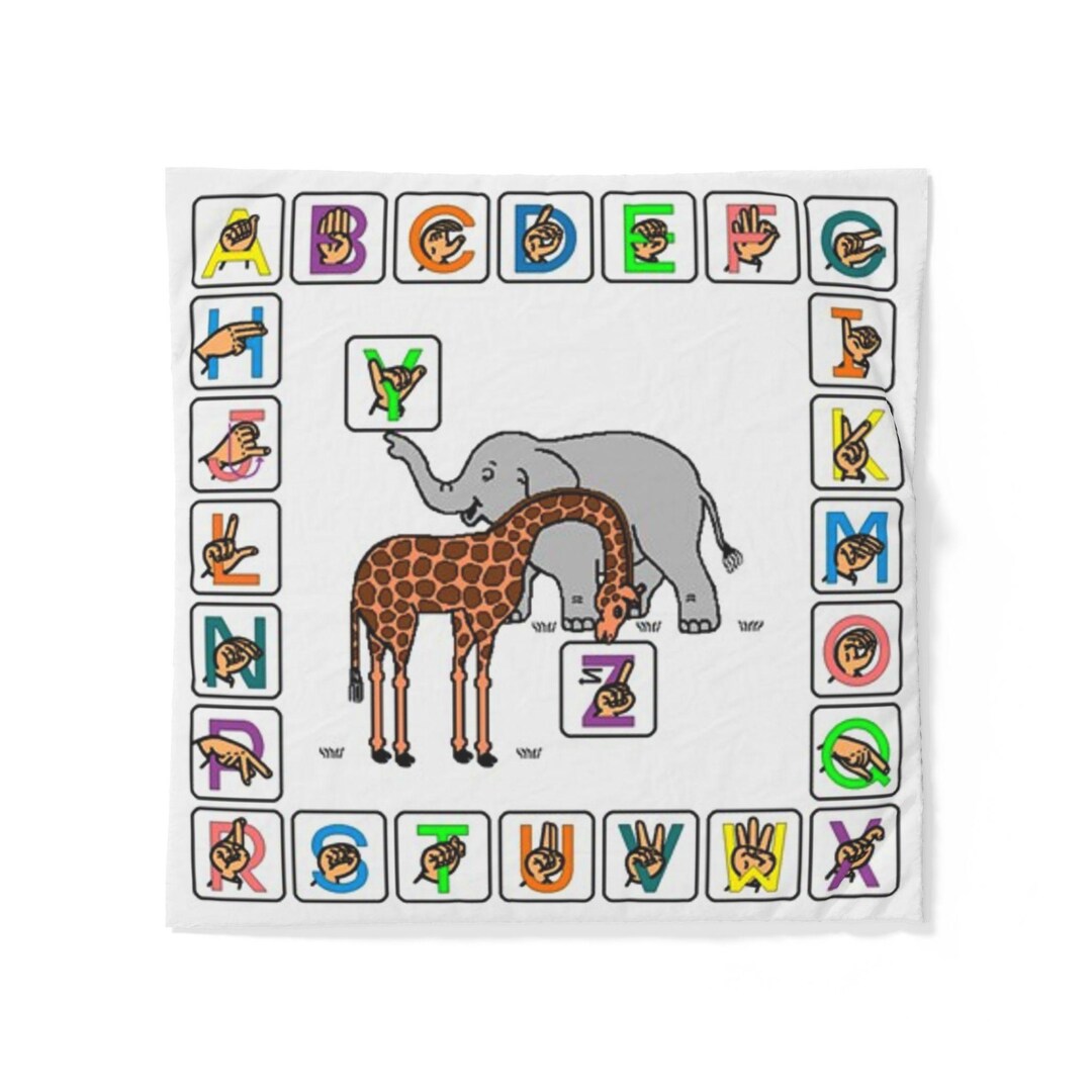 ASL Alphabet Animals Duvet Cover, Educational Nursery Bedding, 100% ...