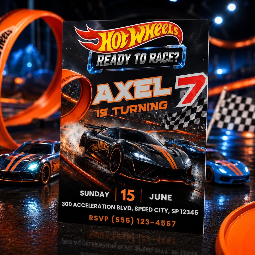 Race Car Birthday Invitation, Editable Canva Template (digital Download ...